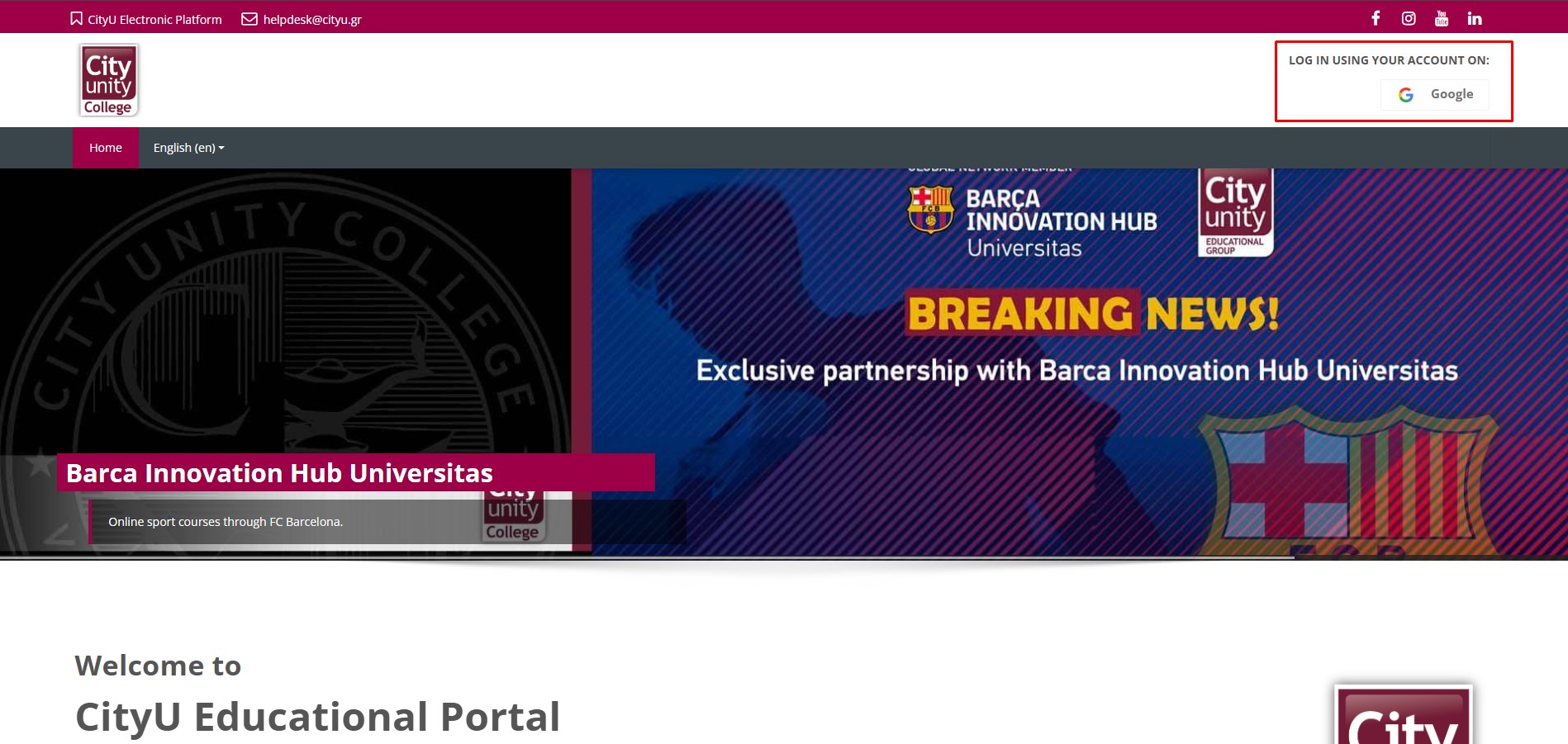 Οδηγίες σύνδεσης στο eclass για φοιτητές - City Unity College